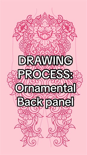 Drawing process: ornamental back panel. Concept available. Message if interested #tattoo #backpiecetattoo #tattooartist #ornamentaltattoo #designprocess