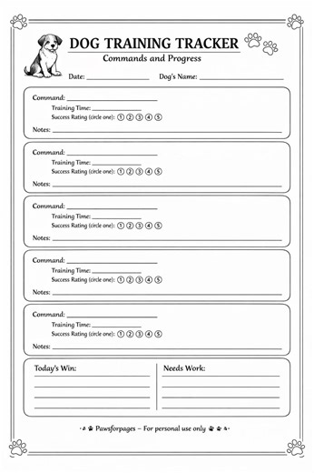 Training Progress Tracker | Dog Command & Behavior Log - Etsy