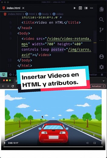 Insertar Videos en HTML y atributos de estos. #html #desarrolloweb #developer