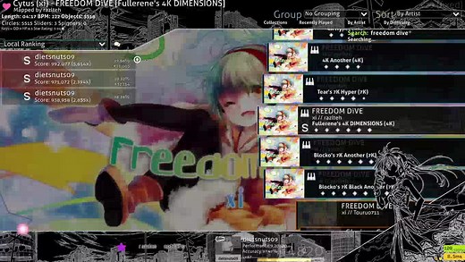 Freedom Dive - Top 287 Beatmap Performance