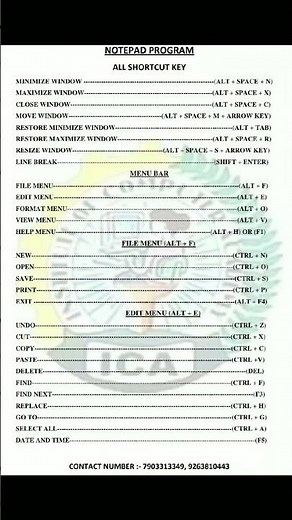 NOTEPAD SHORTCUT KEY