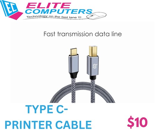 USB Type-C Printer Cable – Fast, Reliable Printing 🔌🖨️ Upgrade your printing experience with our USB Type-C to USB-B Printer Cable, designed for speed, stability, and compatibility. Key Features: • ⚡ High-Speed Data Transfer – Smooth, lag-free printing and scanning | Elite Computers Zim