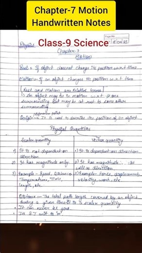Chapter-7 Motion Class-9 Handwritten Notes 📝 #motion #class9 #class9science #buddymentor #class10