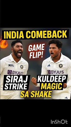 🇮🇳INDIA ने पलटा MATCH! Siraj Strike + Kuldeep Magic ने SA ko हिला दिया 🔥 | Game Flip Moments #shorts