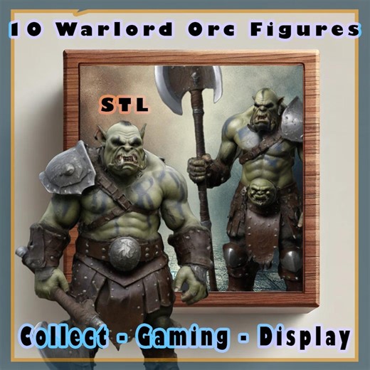 Orc Warlord Miniatures: 3D Printable STL Files for Tabletop RPG - Etsy
