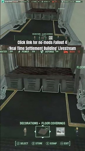 Real Time Settlement Building Livestream - Vault 88 Scrappy Bedroom no mods Fallout 4