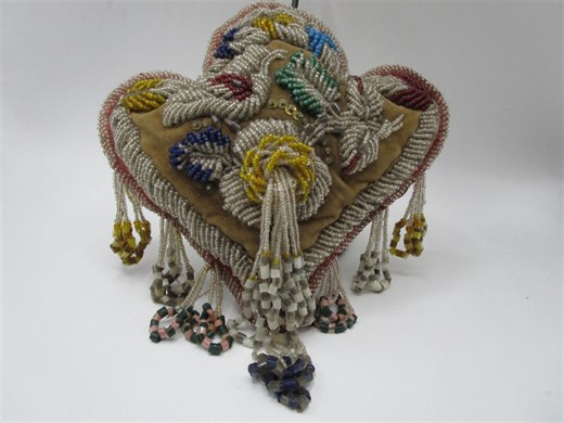 Antique Iroquois Beaded Heart Pincushion Pillow Bird & Flowers Native American Made Circa Early 1900s - Etsy