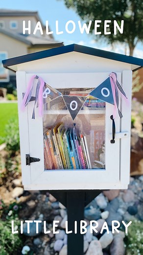 3.4K views · 15 reactions | Little Library Halloween edition!  We restocked the books and added some cute Halloween reads too ✨ and our #magicmamaprintables came in clutch for adding a little extra magic ✨ Comment BOOKS below and I’ll send you the links to the bookmarks + reading chart! #freelittlelibrary #littlelibrary #halloweenlittlelibrary #readsmorebooks #pippipost #pippipostbookclub | Pippi Post | Facebook