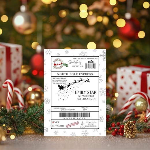 Editable Santa Shipping Label Template, North Pole Express (digital Download) - Etsy Canada