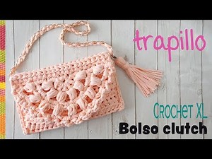 Crochet XL t-shirt yarn bag or clutch / Tejiendo Peru