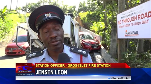 68K views · 335 reactions | In a dramatic crash that shutdown a major Gros-Islet junction Monday morning, a backhoe loader, a flatbed truck, and a car collided—sending one man to the hospital and prompting an urgent safety plea from emergency responders. Firefighters are now sounding the alarm for all road users to exercise extreme caution in the wake of the chaotic three-vehicle wreck. | Dbstvstlucia | Facebook
