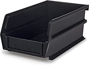 7-3/8 In. L x 4-1/8 In. W x 3 In. H Black Stacking, Hanging, Interlocking Polypropylene Bins, 24 CT