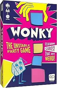 Wonky: The Unstable Party Game, An Abstract Strategy and Dexterity Wooden Block Stacking Game for All Ages, Tower Balancing Game, 9 Colorful Wooden Cubes,1+ Players, Ages 8 & Up, 20+ minute Play Time