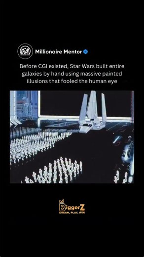 Millionaire Mentor on Instagram: "Long before green screens and computer graphics, Star Wars relied on pure craftsmanship. Many of the iconic space stations, cityscapes, and interior shots weren’t digital at all. They were hand-painted matte paintings, created on large sheets of glass by skilled artists working frame by frame. These paintings were carefully aligned with physical miniatures and live-action footage using optical compositing. When the camera rolled, the illusion was seamless. What 