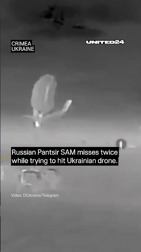 Russian Pantsir SAM Misses Twice While Trying to Hit Ukrainian Drone #warinukraine
