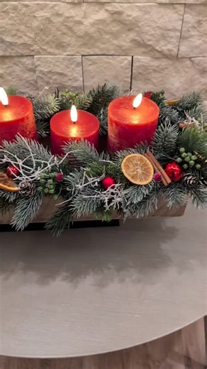 Advent wreath with LED candles, red, wooden board with removable arrangement | Timer function