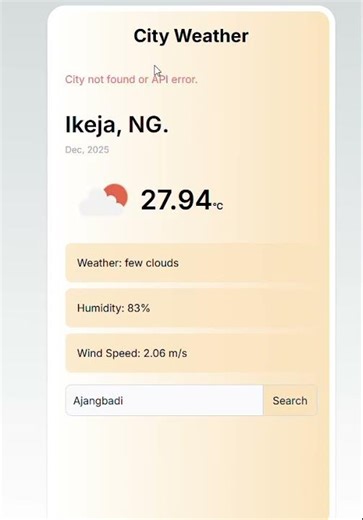 Simple Weather Application – UI Demo