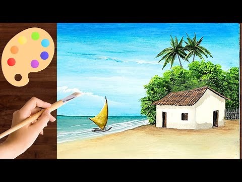 Canvas Painting Beach Landscape How to Paint Easily