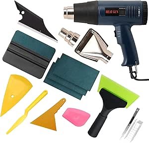 Window Tint Tool Kit - 12 PCs Window Tinting Tools with Powerful Heat Gun, Squeegees and Film Cutter - Universal Window Tint Tools for Car, Truck & SUV - Vinyl Wrap Tool Kit