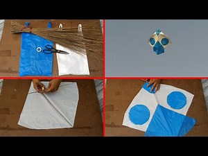 How to make 2 akhal kite with plastic bag at home - kite making with shopper bag - kite for kids