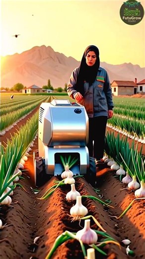 AI Robot Harvests Garlic! Ultimate Automatic Machine Picking Tech 🧄#shorts