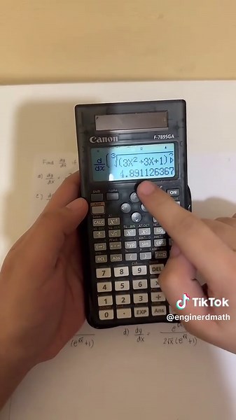 Calculator Techniques for Finding First Derivative Using Canon F-789SGA #enginerdmath #fyp #math #engineering #calculatortechniques #canon #canonf789sga #f789sga
