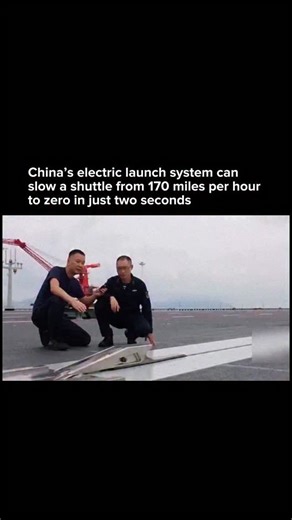 AI • Technology • Innovation on Instagram: "This video highlights China’s electromagnetic launch and recovery technology, demonstrating how an electric system can bring a high speed shuttle from 170 miles per hour to a complete stop in just two seconds. The system relies on precise electromagnetic control rather than traditional mechanical braking. Used on China’s Type 003 Fujian aircraft carrier, this technology replaces steam based systems with smoother acceleration and deceleration. The resul