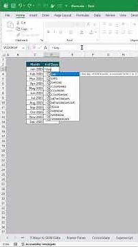 How to get number of days for each Month in Excel