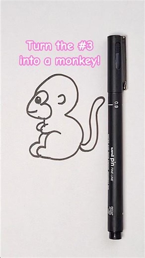 Turn the Number 3 Into a Monkey?! 🐵✍️ | Easy Drawing Trick #Shorts