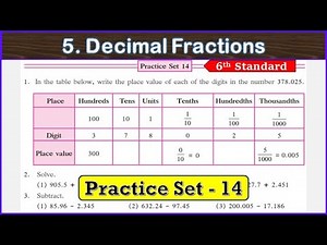 practice set 14 class 6 math | chapter 5 decimal fraction | std 6th math | practice set 14 class 6