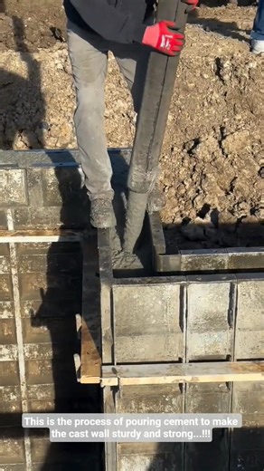 This is the process of pouring cement to make the cast wall sturdy and strong...!!!