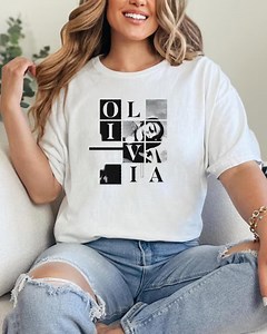 Olivia Dean Tee, Grid Portrait, Monochrome Name Typography - Etsy Australia