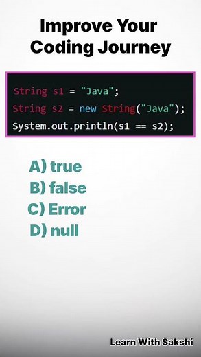 #1 Java Coding MCQ | String Comparison in Java
