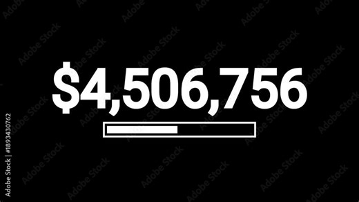 Numeric counting animation from 0 to 9,000,000 on black background, digital number counter for analytics dashboard, large data statistics presentation, professional clean motion. High-quality 4K