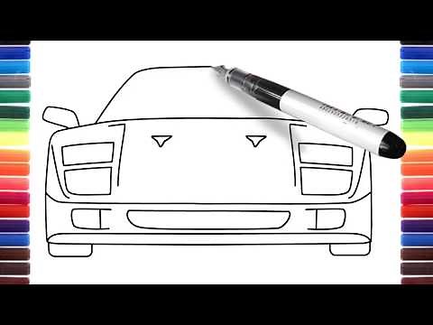 How to draw a car Ferrari F40 front view step by step