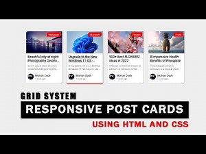 Create Responsive Post Cards Using HTML and CSS | Post Cards Using Grid System