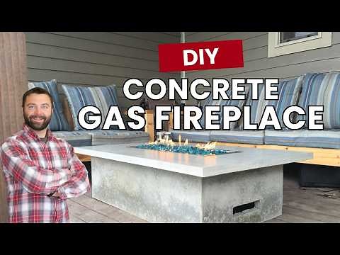 DIY Gas Fireplace With Concrete Tabletop