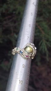 11 reactions · 3 comments |  × Labradorite wrapped in sterling silver with accents in Ruby, Emerald, and Sapphire. Size 8 Edit:Sold in private, customs available | Lone Stone Designs | Facebook