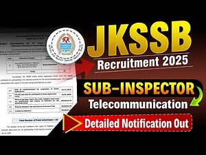 JKSSB Sub-Inspector (Telecommunication) Recruitment 2025 | Notification Out |Complete Details #jkssb