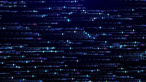 Abstract digital background. Binary data and streaming code. Binary code with numbers moving on the screen, Digital age concept. data code, decryption and encoding, background. Seamless loop