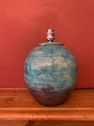 Unusual Turquoise and Copper Raku Lamp-base - Perfect for Your Hallway or Lounge - Etsy