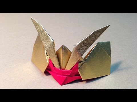 Origami Samurai Helmet Gold & Red / high speed