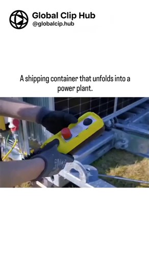 Global CLIP HUB on Instagram: "Solarcontainer is redefining how solar energy is deployed with a foldable photovoltaic system designed for speed, mobility, and scale. Engineered in Austria, the entire setup fits neatly into a standard 20-foot shipping container, making transport simple and cost-effective anywhere in the world. Once on site, the system automatically unfolds into up to 120 meters of solar panels, capable of generating as much as 140 kW of clean electricity. No long construction tim