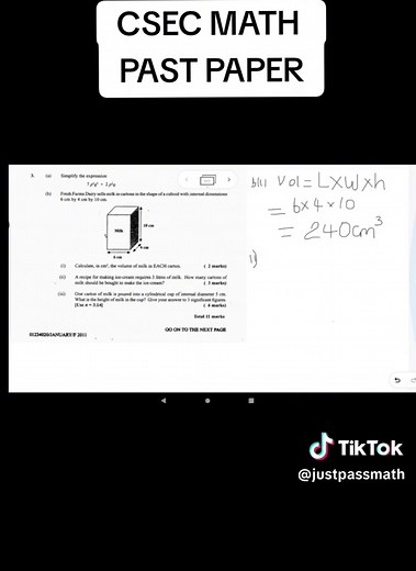 CSEC Math Past Paper Solutions: Measurements & Volume