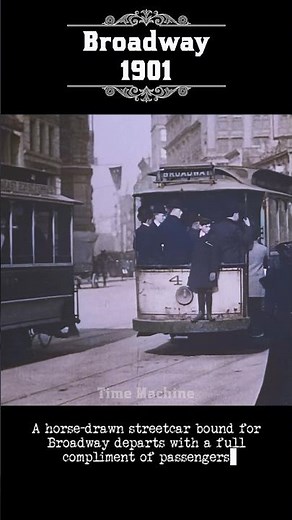 Horse-Drawn Streetcar Departing for Broadway - Restored & Colorized Footage