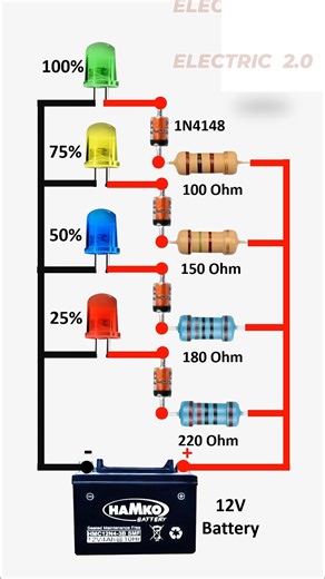 12V Battery Charging Level Indicator Circuit #batterycharger #diy | Electric 2.0