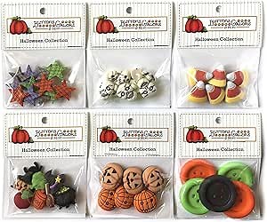 Buttons Galore 40+ Assorted Halloween Buttons for Sewing & Crafts - Set of 6 Button Packs - Candy Corn, Jack O Lanterns & More