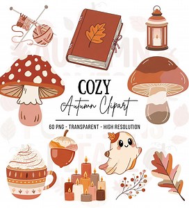 Cozy Autumn Clipart Set – 60 PNG Fall Doodles for Stickers & Sublimation - Etsy