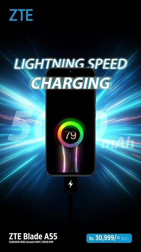 Extend your battery life with the smart power-saving technology of the ZTE Blade A55 (4GB 128GB) smartphone which is available at Singer Outlets and Island-wide Dealers for Rs.30,999/= #ZTE #ZTEDevices #BetterForAll #ZTEBladeA55 #ZTEBladeSeries #smartphone #mobilephone