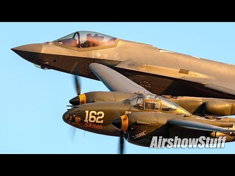 Special "Lightning" Flight - P-38 and F-35 Sunset Formation - California Capital Airshow 2021